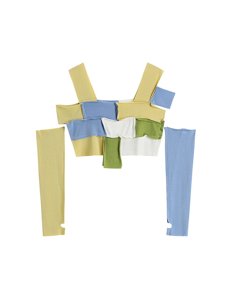 Streetwear Blauw & Geel Patchwork Dambord Hemd... – Vicedeal