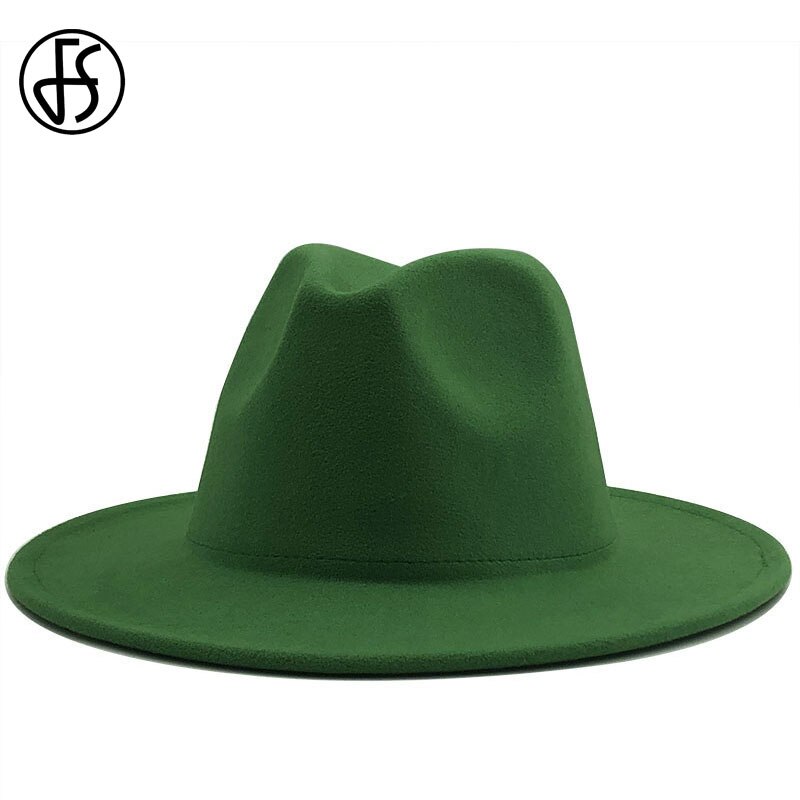FS Green Red Patchwork Wool Felt Wide Brim Hats Wo... – Grandado