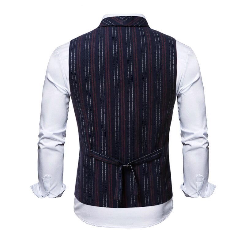 Men Vests Autumn Men's Smart Casual Stripe Dou... – Grandado
