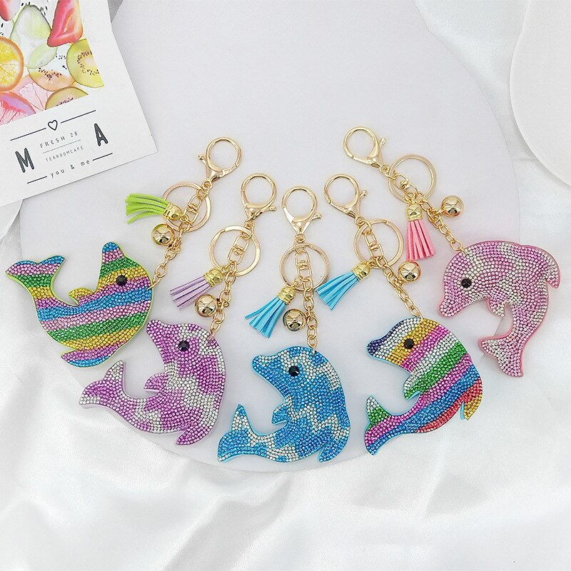 Suede Color Man-made Diamond Cute Dolphin Keychain... – Vicedeal