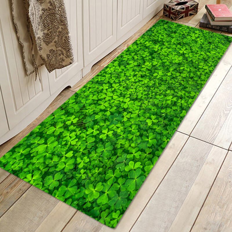 Nordic plant cactus clover print flannel floor pad... – Grandado