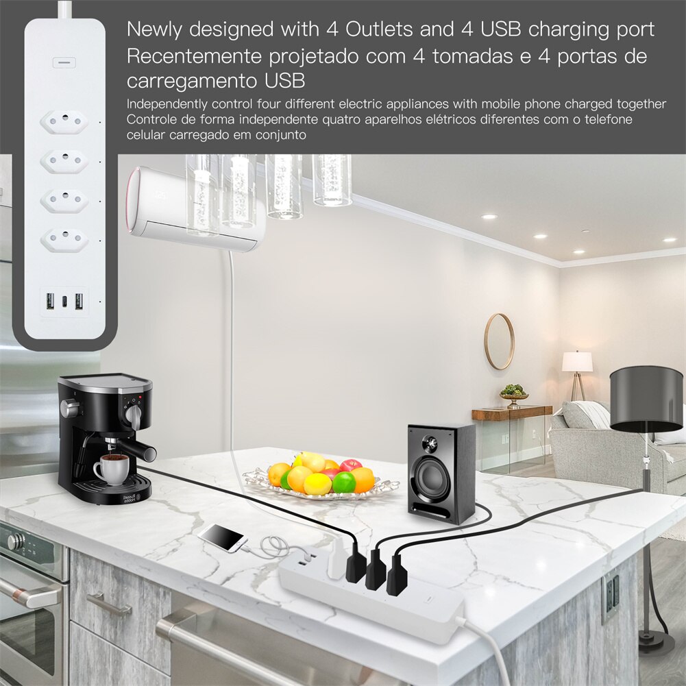 Wifi Brazilië Smart Power Strip Surge Protector 4 ... – Vicedeal