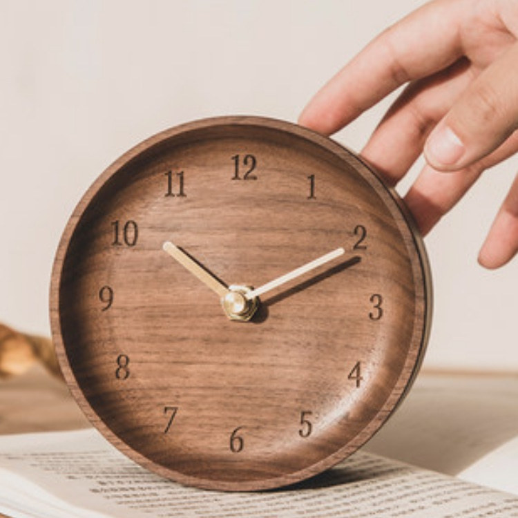 Black Walnut Solid Wood Small Table Clock Book Des... – Grandado