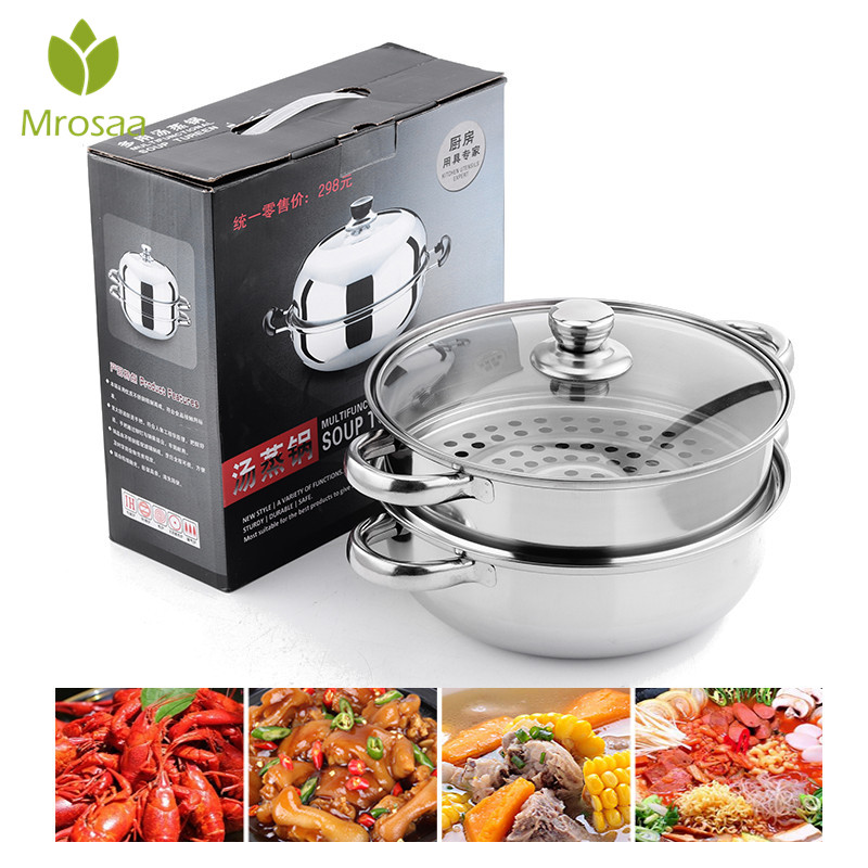 Rvs 2 Layer Dikke Steamer Pot Soep Stoom Pot Unive... – Grandado