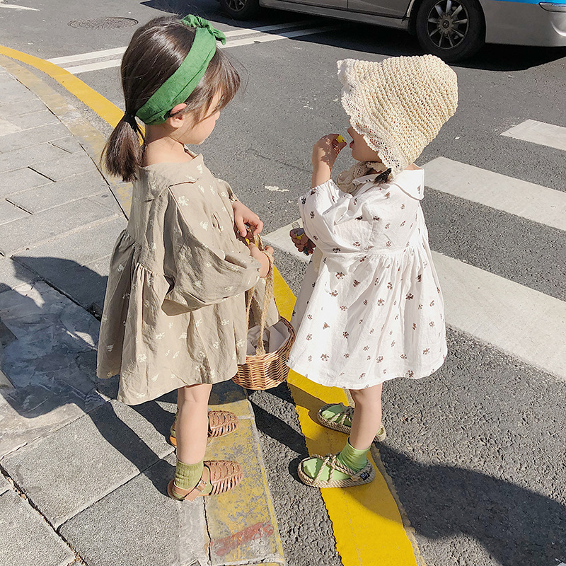 Spring Girls Floral Dress Kids Long Sleeve Cotton ... – Vicedeal