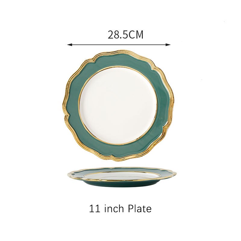 Ceramic Dinner Plate Luxury Gold Inlay Charger Pla... – Grandado