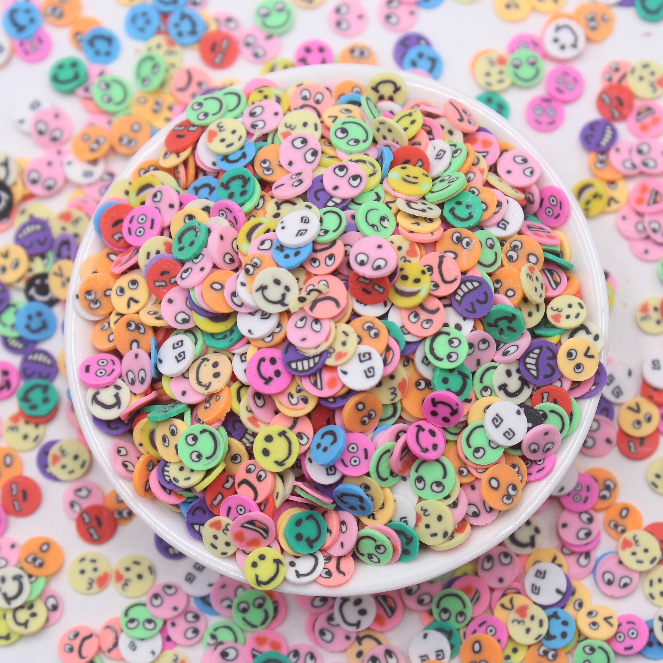 100g/Lot 5mm Multiple Smiling Face Polymer Clay Sl... – Grandado