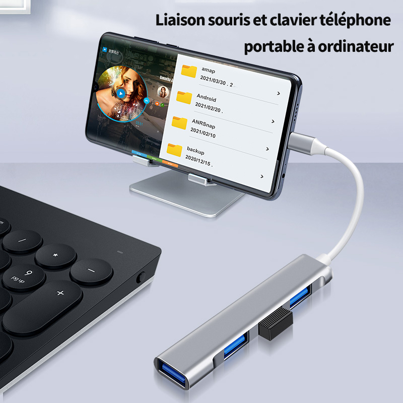 USB C Extensor Silver USB Hub 4 Ports Type C To US... – Grandado