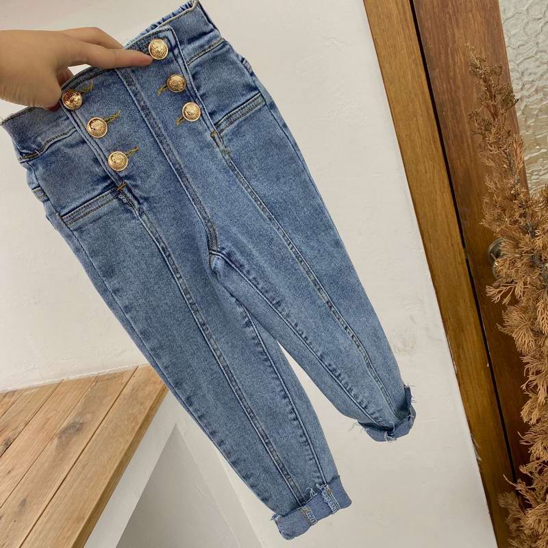 Girls Jeans 6 Buttons High Waist Tight Denim Pants... – Grandado