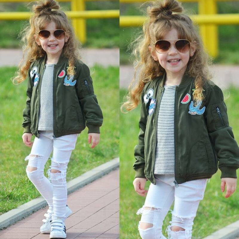 Cute Kids Girls Zip Bike Pilot Jacket Motorcycle j... – Grandado