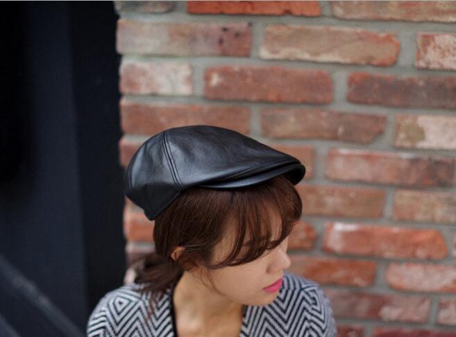 PU Leather Octagonal Cap Newsboy Cap Retro Literar... – Grandado