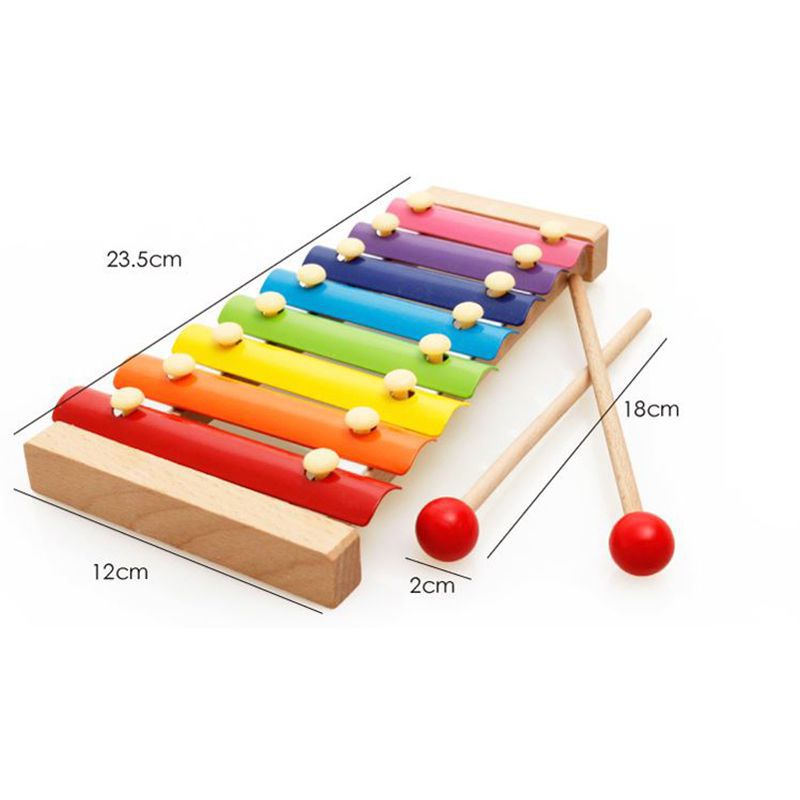Xylophone 8 Keys Stainless Steel Keyboard Wooden H... – Vicedeal