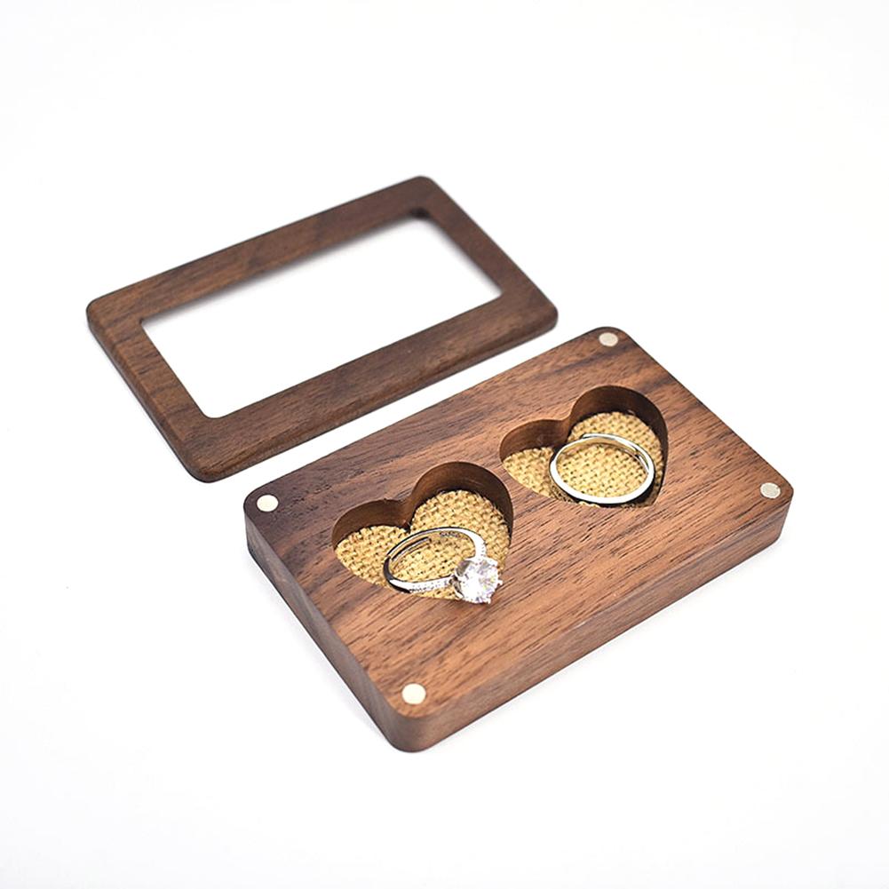 Wooden Wedding Ring Box Romantic Double-heart Magn... – Grandado