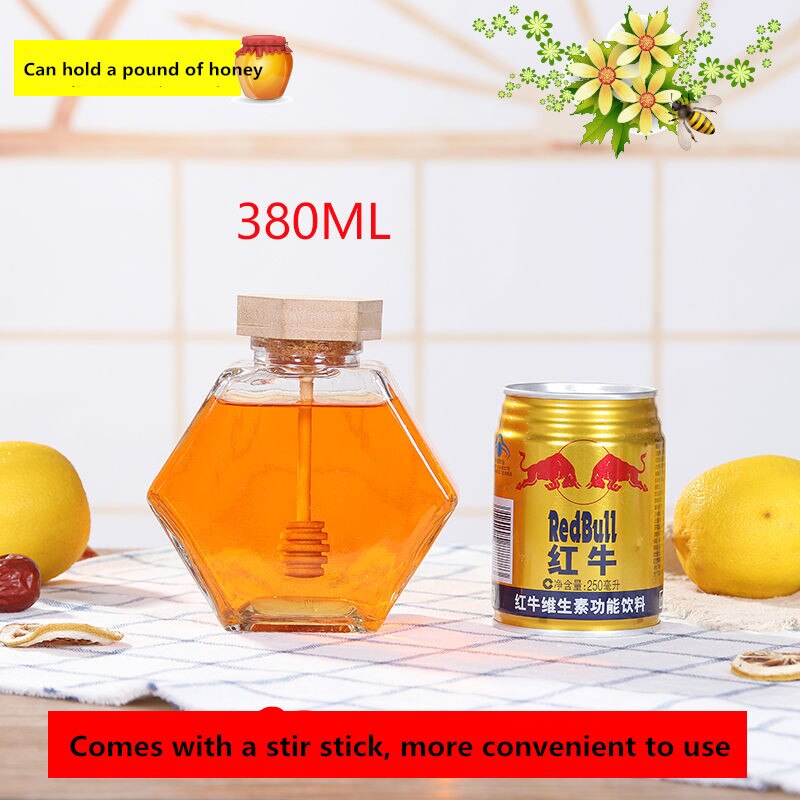 Honey jar 220/380ML container with wooden honey st... – Grandado