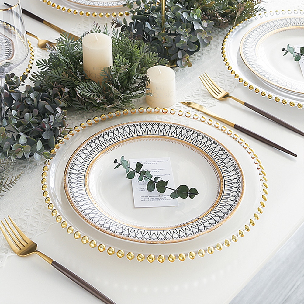 Retro Ceramic Dinner Plate Glass Saucer Fruit Cake... – Vicedeal