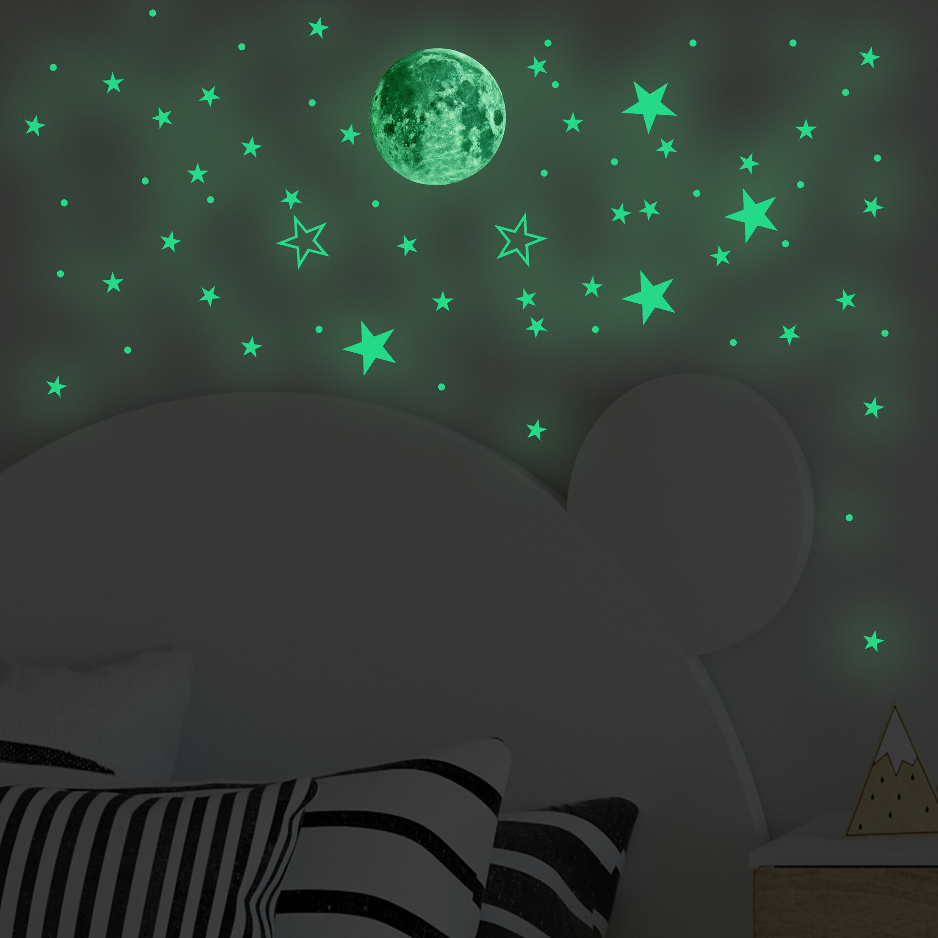 Tofok Green Luminous Starry Sky Moon Wall Sticker ... – Grandado