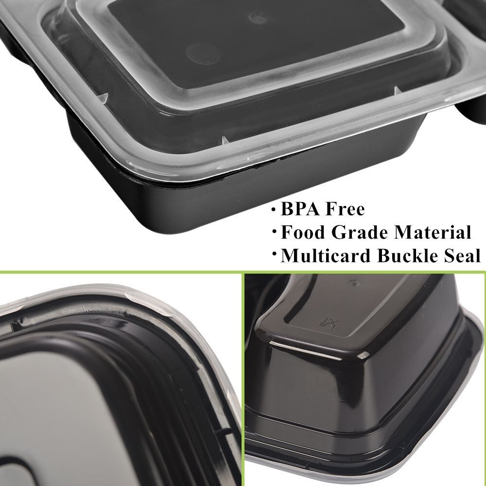 10Pack 3 Compartments Food Containers Meal Prep Co... – Grandado