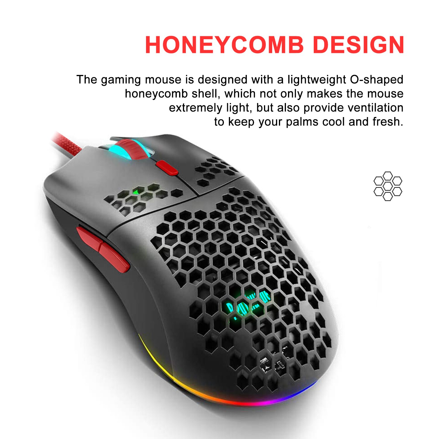 RedThunder M6 Lightweight Honeycomb Shell Wired RG... – Grandado