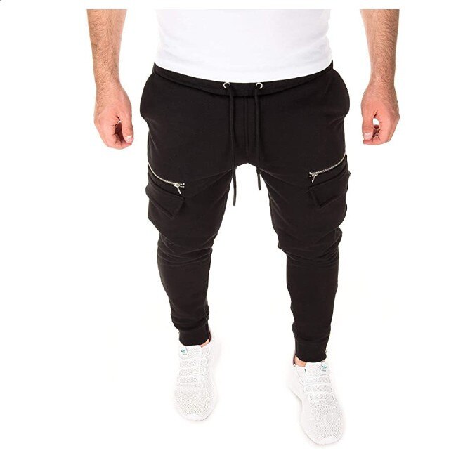 Men's Slim Casual Zipper Pants Slim Fit Trend Trou... – Grandado