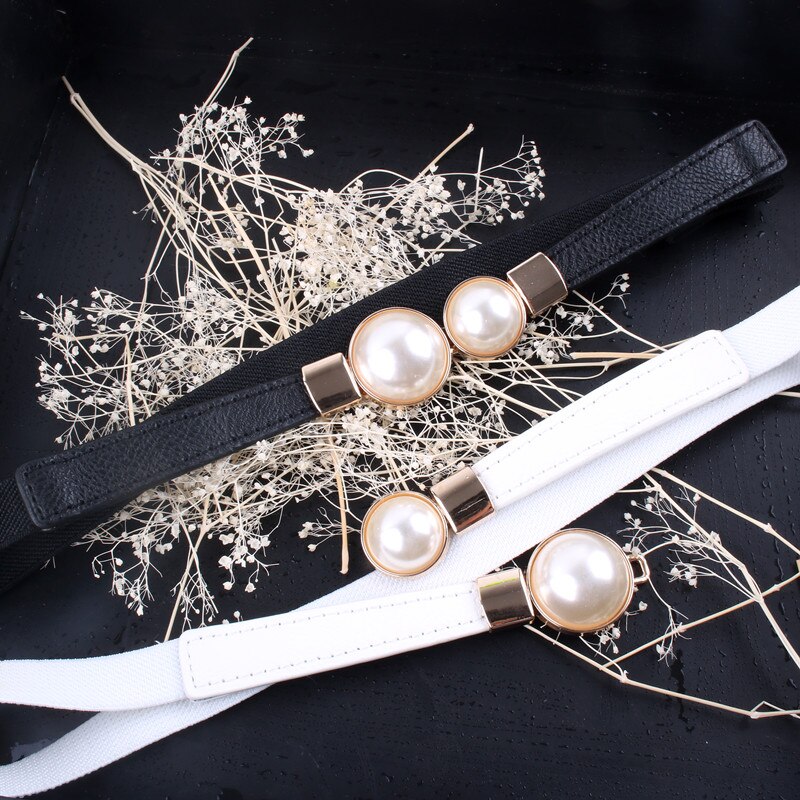 leather Pearl corset Belts Retro Elastic Narrow gi... – Grandado