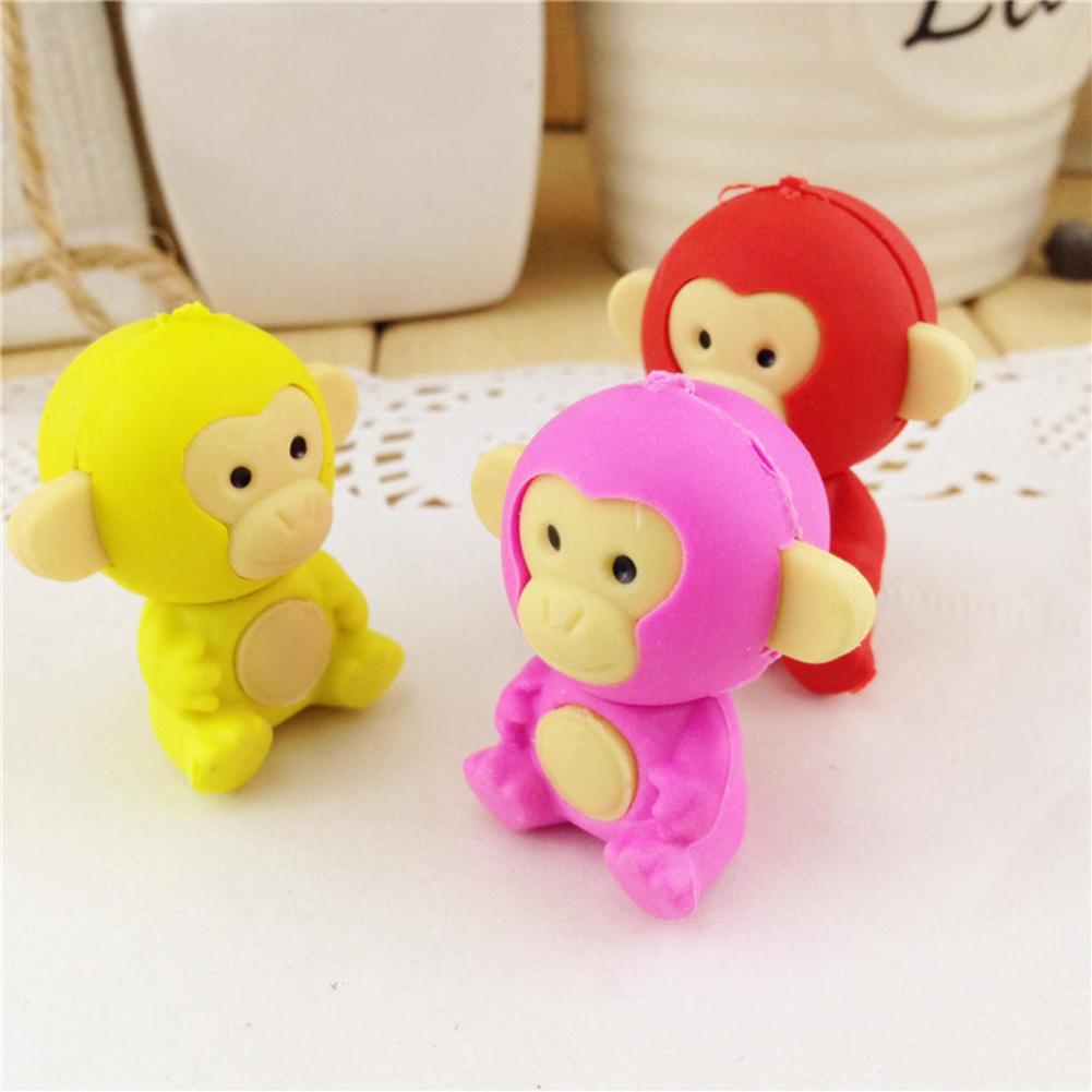 3Pcs Cartoon Little Monkey Eraser Cute Animal Kids... – Grandado