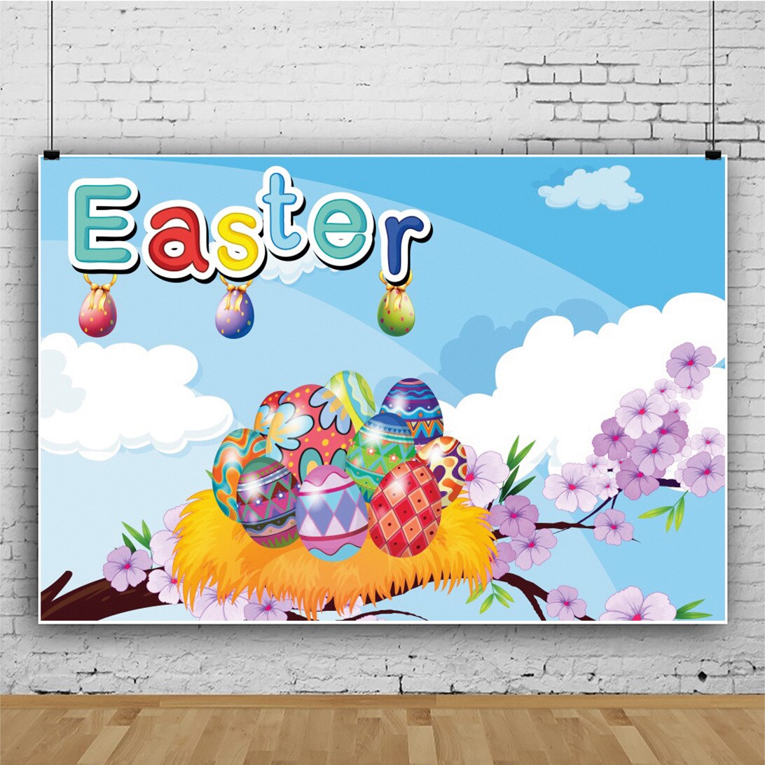 Colorful Easter Eggs Clouds Photography Background... – Grandado