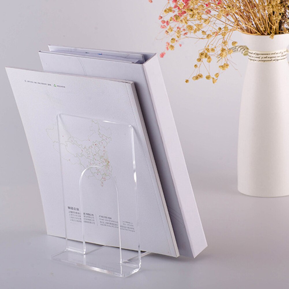 Clear Acrylic Bookend Organizer Office School Stud... – Grandado