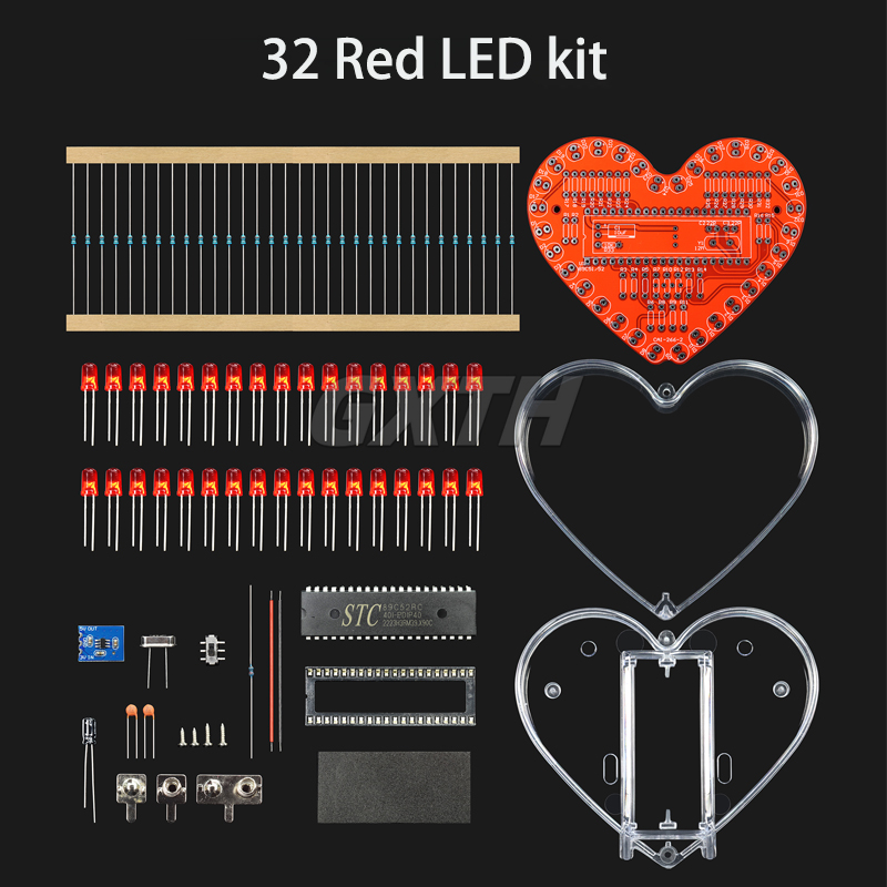 Färgglad led-kärlek diy-kit mcu hjärtformad rinnan... – Grandado
