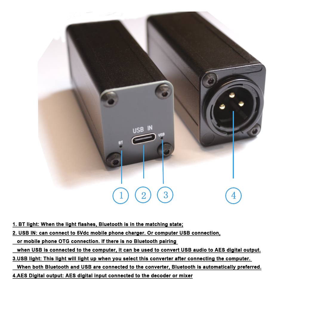 Type-c USB Bluetooth naar AES USB digitale interfa... – Grandado