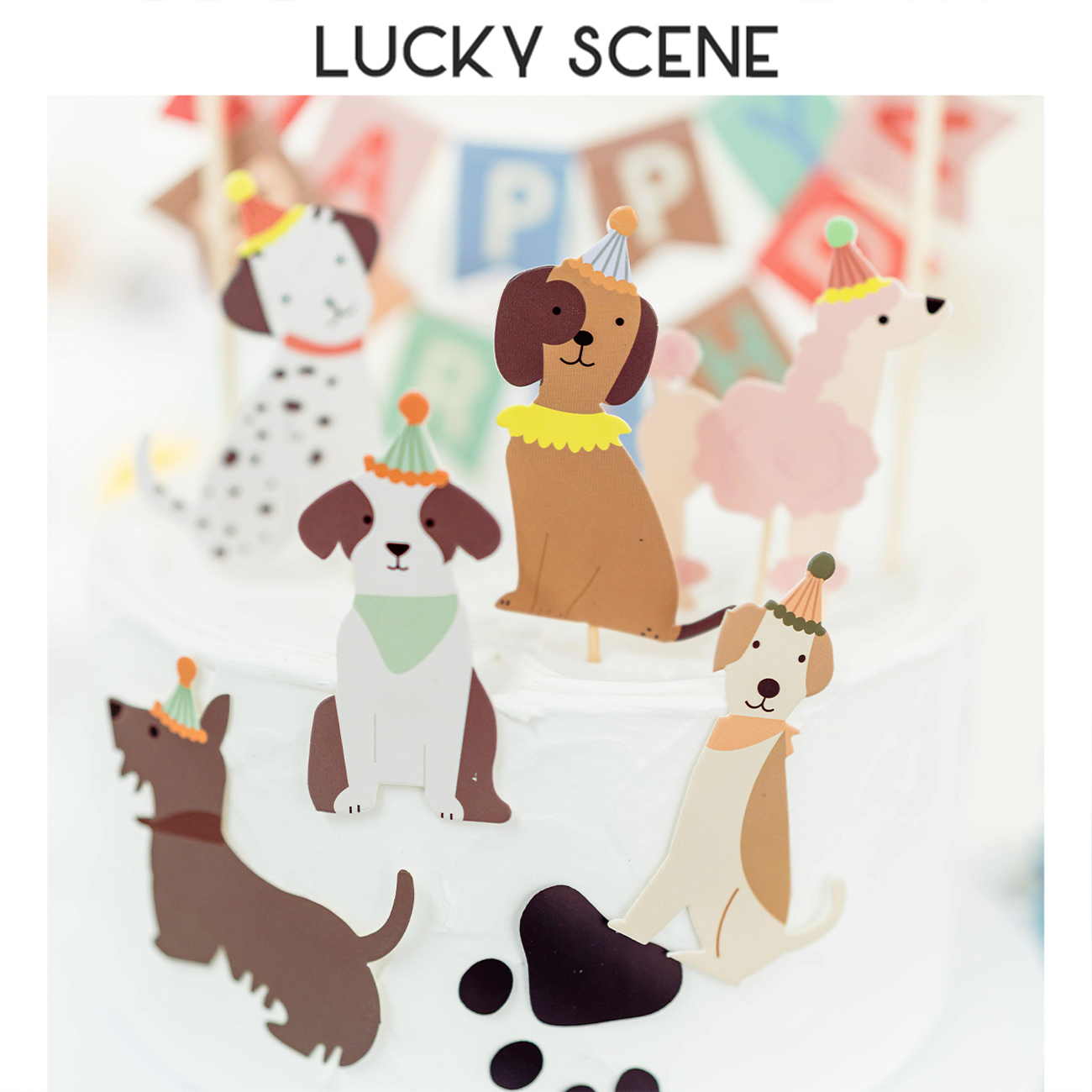 Cat Dog Cake Card Birthday Party Flag Decoration C... – Grandado