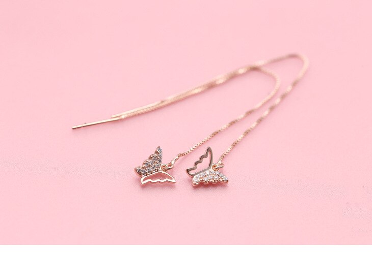 Long butterfly 925 Sterling Silver Earrings For Wo... – Grandado