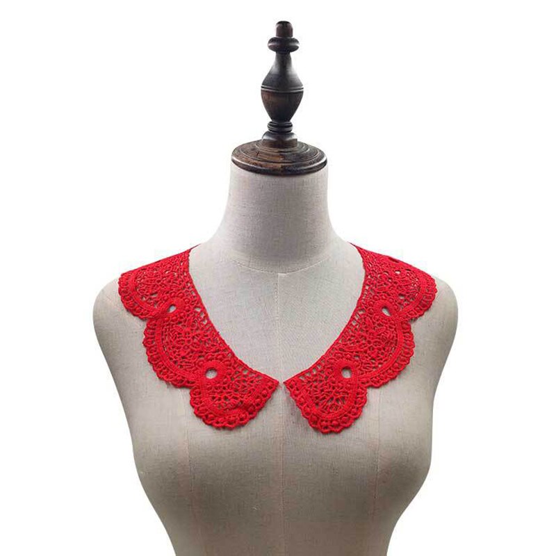 White Hollow Out Lace Neckline Fabric Embroidery A... – Vicedeal