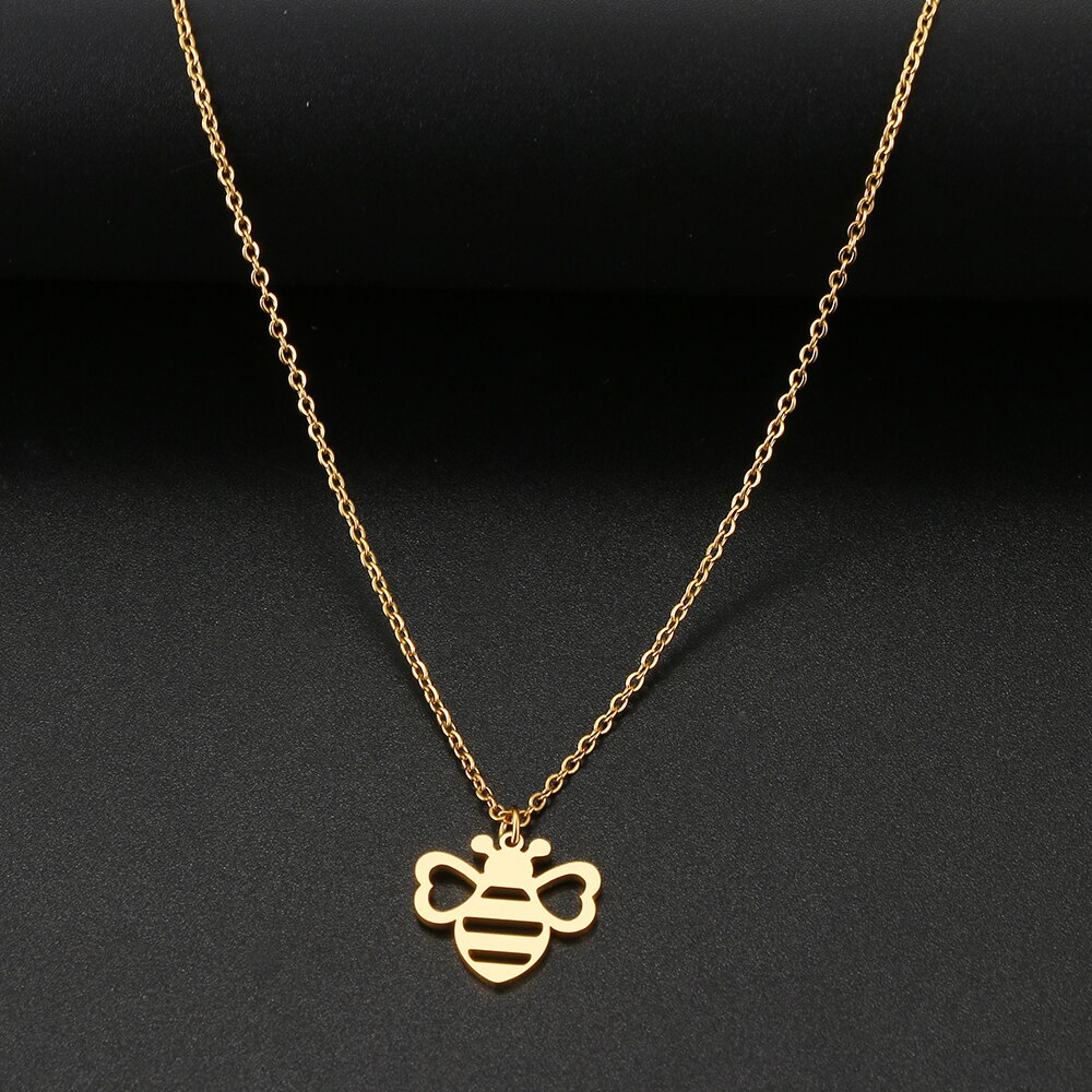 Stainless Steel Necklaces Cute Little Bee Insect P... – Grandado