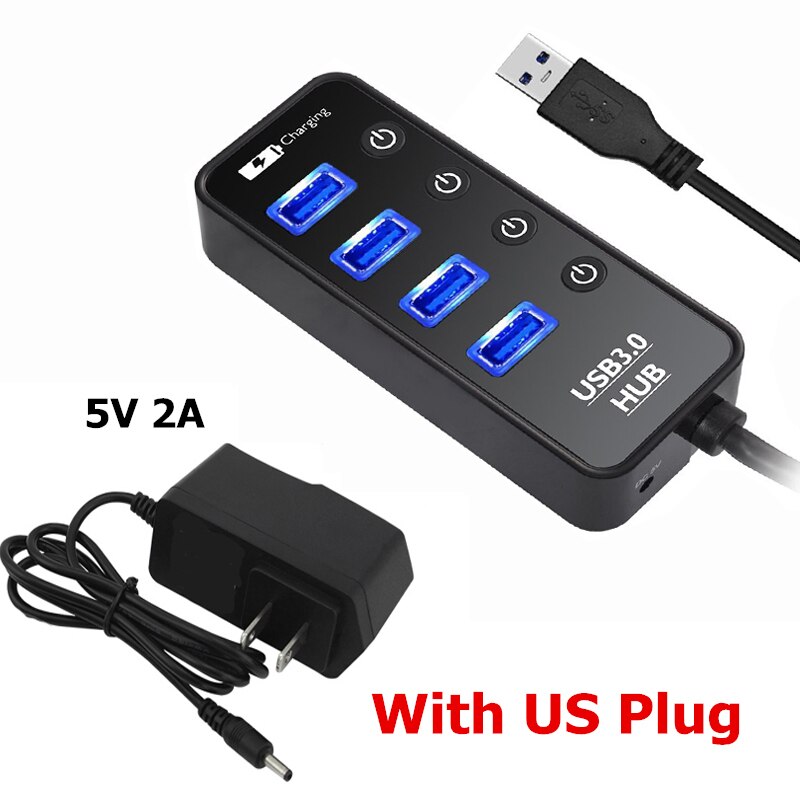 USB HUB 3.0 Portable 7Ports With EU US AU UK Power... – Vicedeal