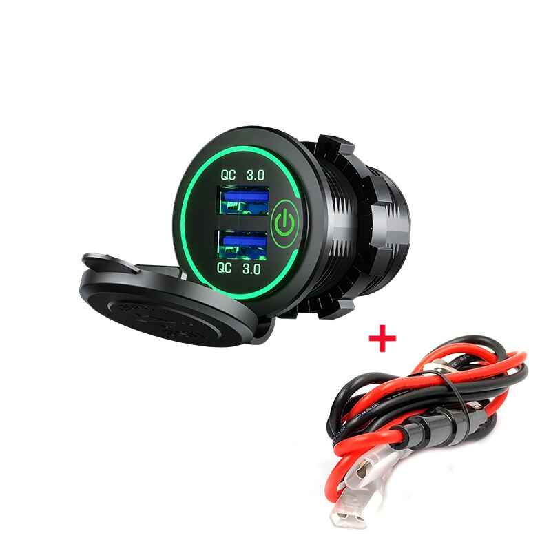 DIY QC3.0 Dual USB Charger Switch Car Charger 60cm... – Vicedeal