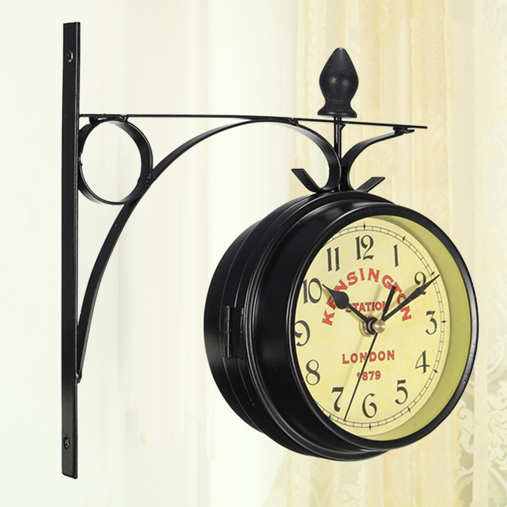Outdoor Wall Clock ing Retro Double Sided Battery ... – Grandado