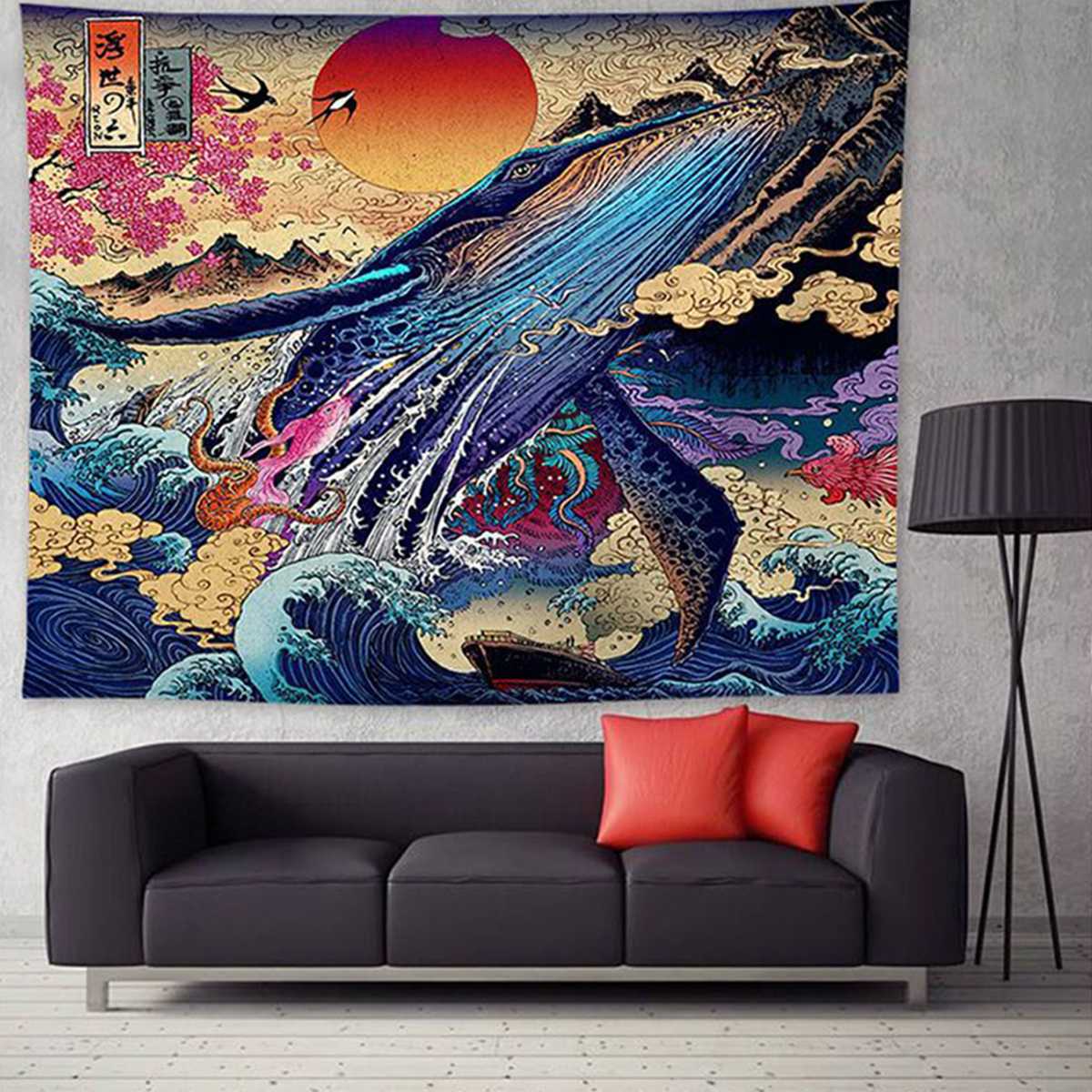 3 Sizes 3D Ocean Wave Sunset Tapestry Japanese Tap... – Grandado