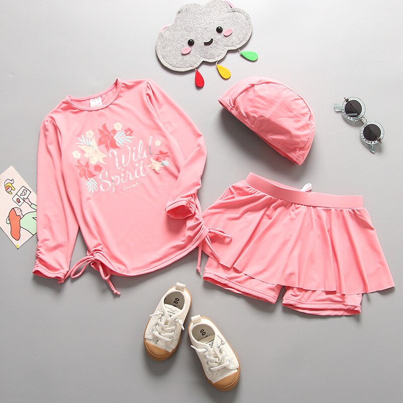 Children Rash Guard 3 Pieces Floral Print Long Sle... – Grandado