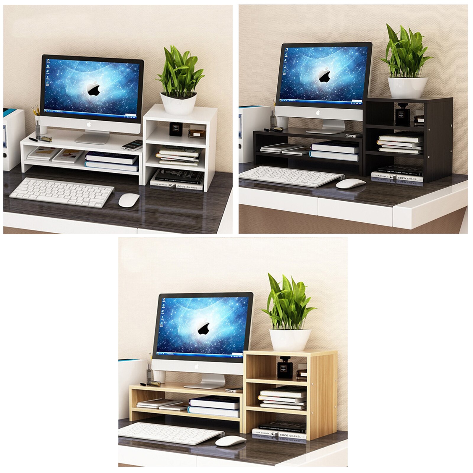 White Wood Monitor Stand TV PC Laptop Computer Scr... – Grandado