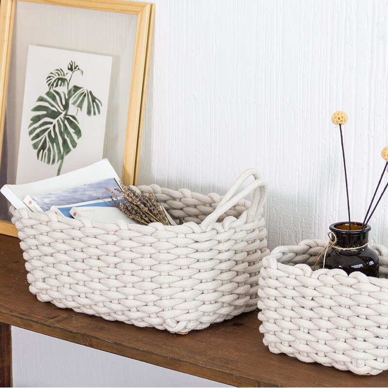 Linen Crochet Storage Basket Handmade Clothes Laun... – Grandado