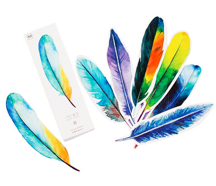 30Pcs/set Cute Colorful Feather Paper Bookmark Sta... – Grandado