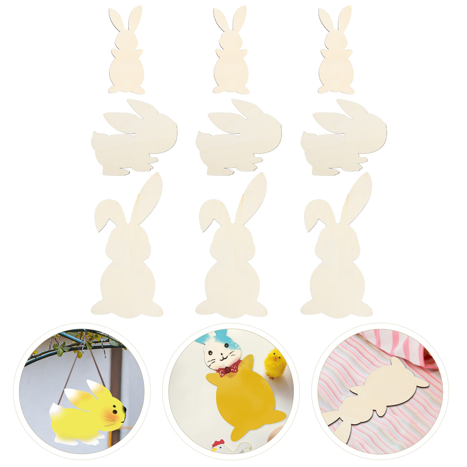 9Pcs Easter Bunny DIY Decorations Rabbit Shape Woo... – Grandado