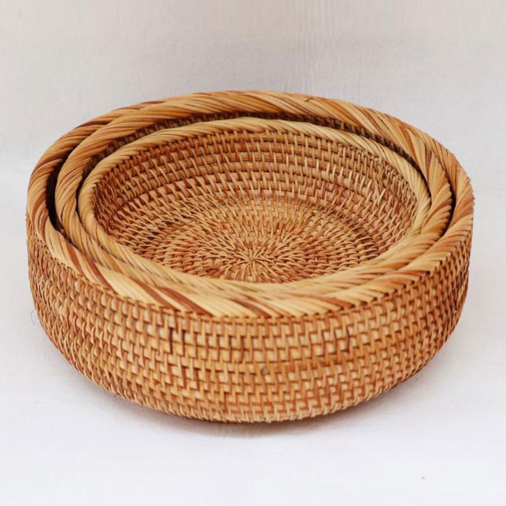 Handmade Round Snack Wicker Basket Organizer Willo... – Grandado