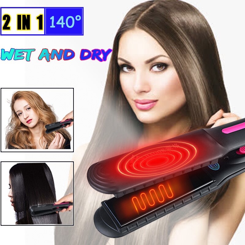 2 IN 1Electric Hair Straightener Irons Fast Warm-u... – Grandado