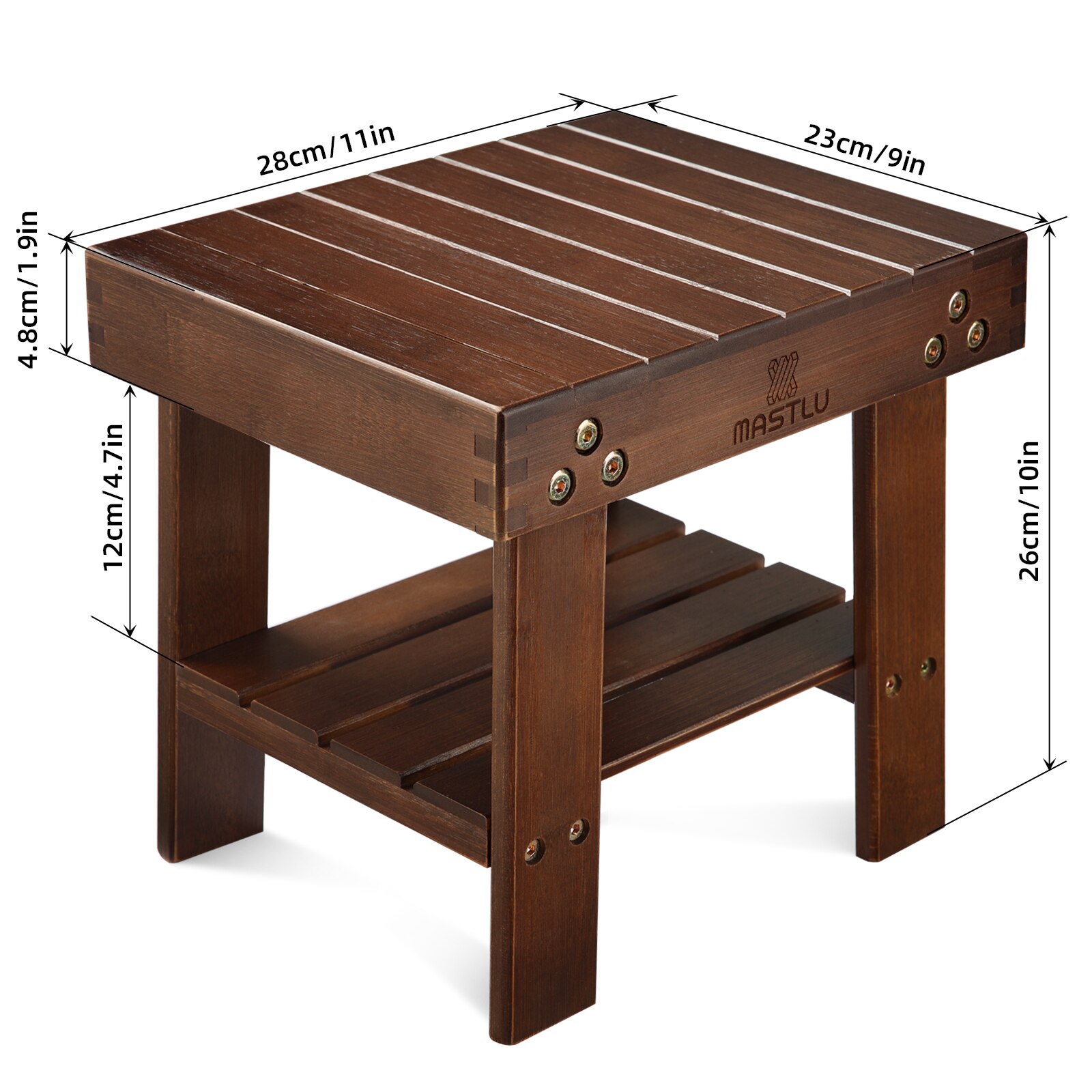 2 Layer Bamboo Wood Bench Low Stool for Living Roo... – Vicedeal