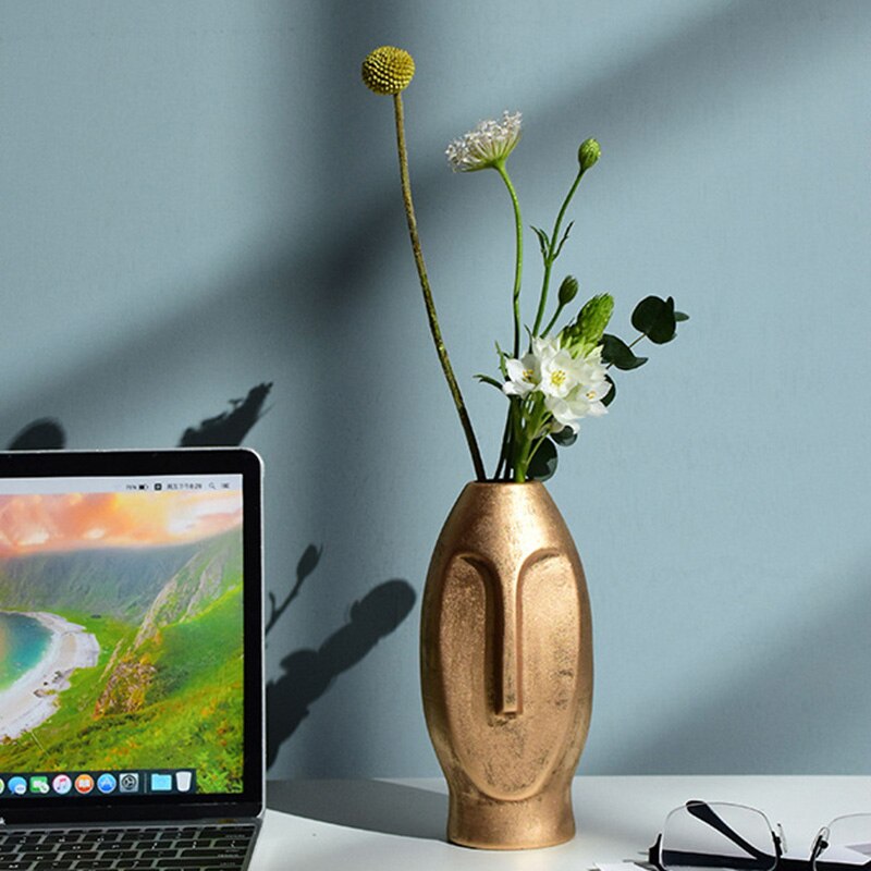 Modern Minimalist Ceramic Vase Black White Human F... – Vicedeal