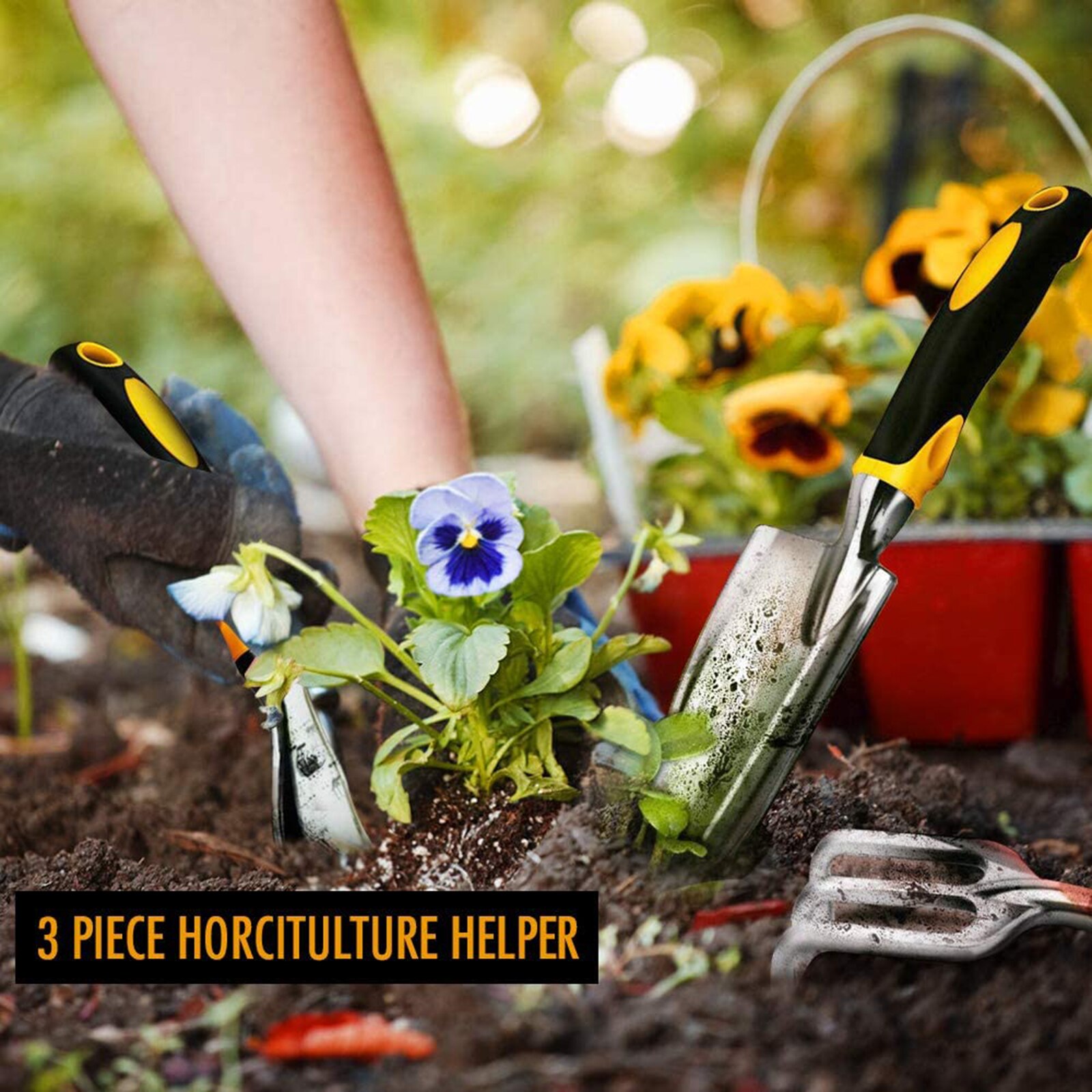 3Pcs Tuin Gereedschap Set Vork Hand Troffel Transp... – Vicedeal