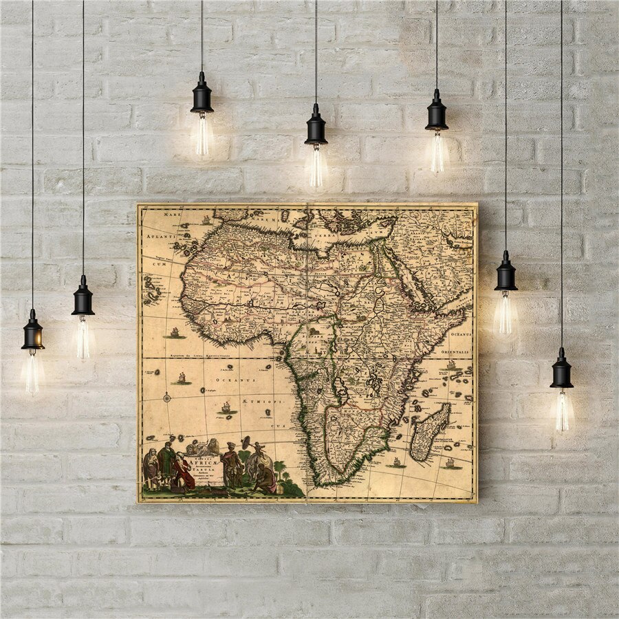 Africa with Tribe Vintage Africa Map Retro Sticker... – Vicedeal