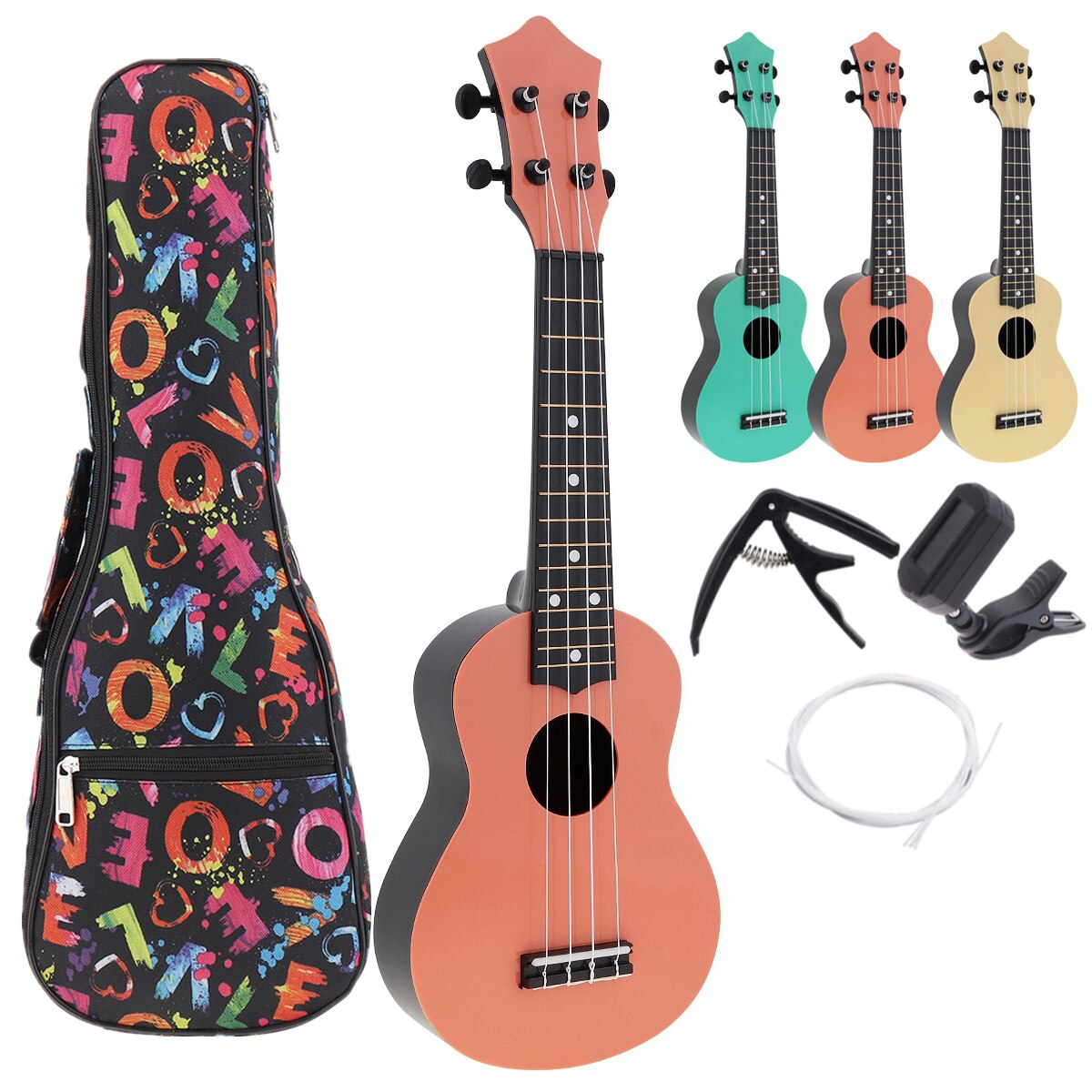 Ukulele 21 Inch Soprano Ukulele Colorful Plastic A... – Grandado
