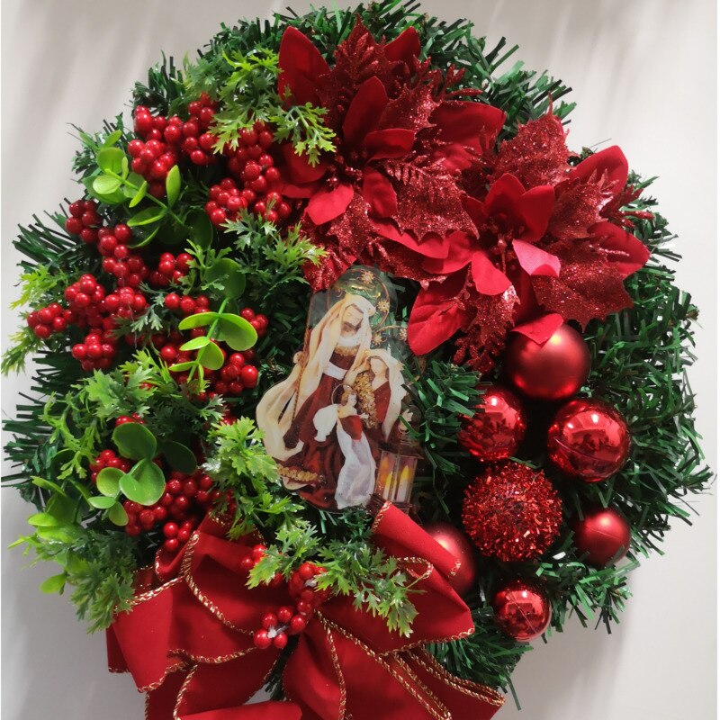 40Cm Heilige Jesus Kerst Krans Met Verlichting Vir... – Vicedeal